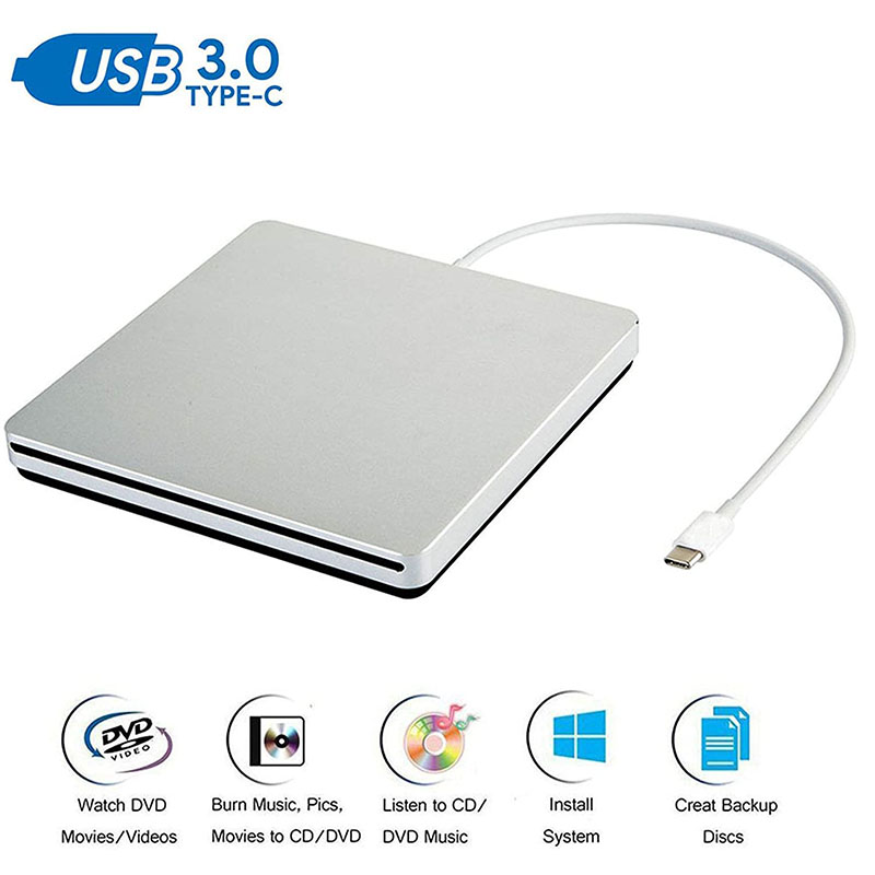 External DVD Burner Drive Type-C Optical Disc Drive Slim Slot-in CD/DVD ...