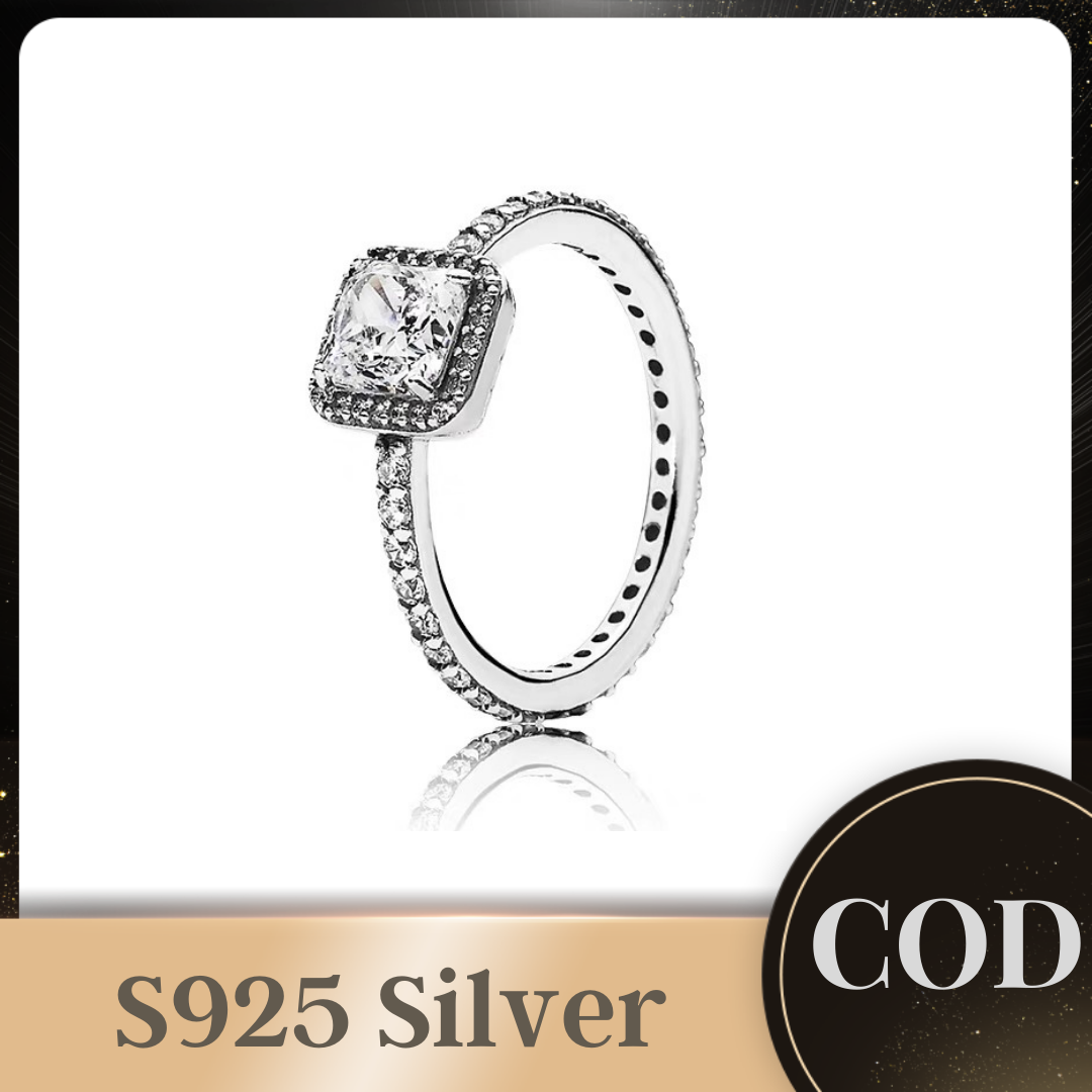 Square Sparkle Halo Silver Ring PR-10 | Lazada PH
