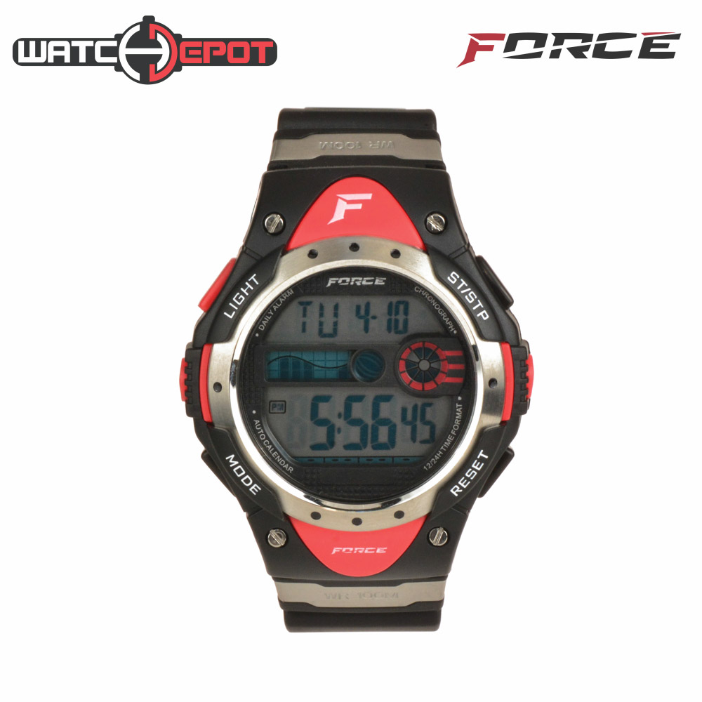 Force Mens Rubber Digital Sports Watch PL388 (Black/Red) | Lazada PH