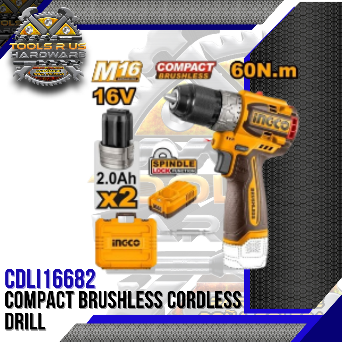 INGCO Compact Brushless Cordless Drill CDLI16682 | CORDLESS TOOLS ...