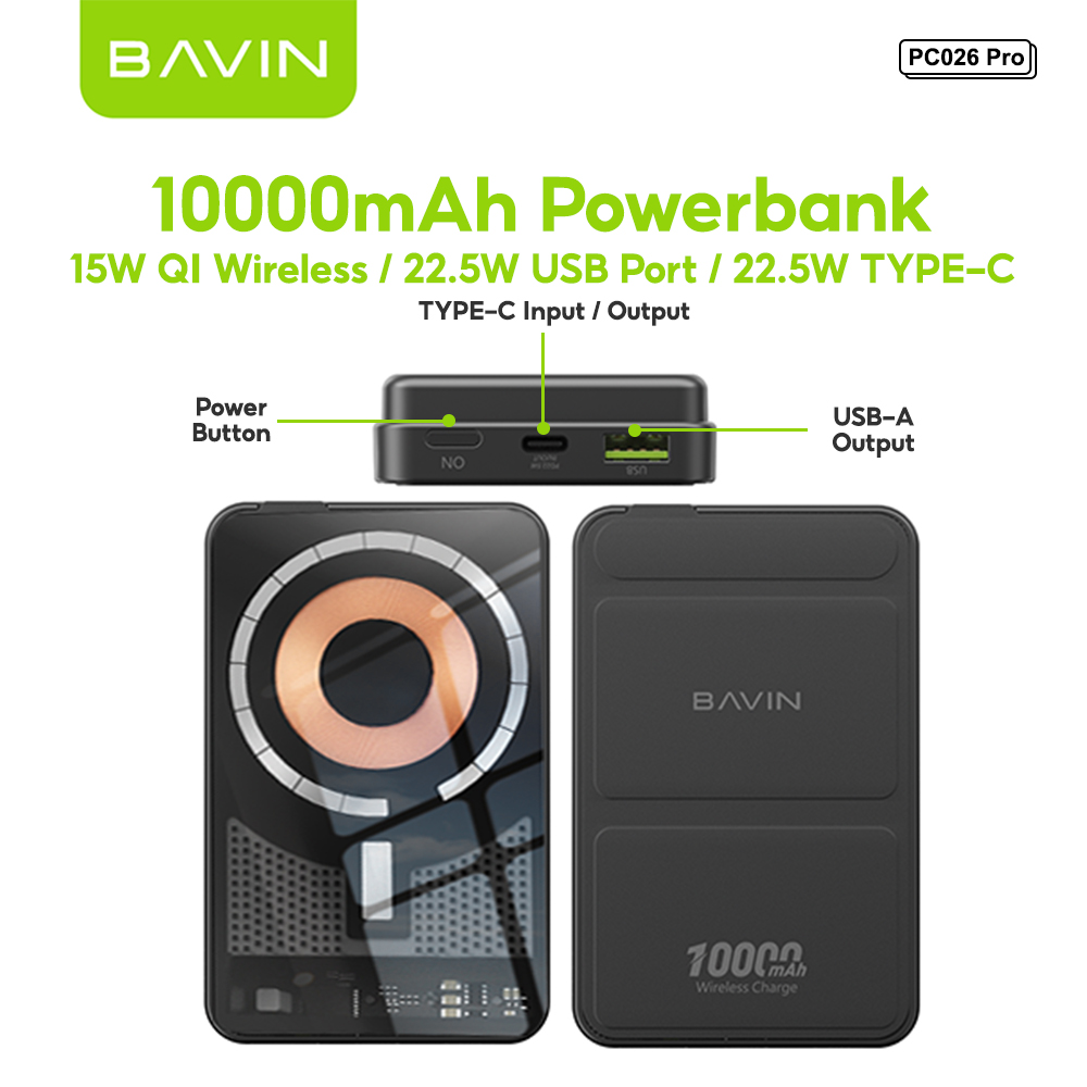 BAVIN PC026 Pro 10000mAh PC026 6000mAh 15W Magnetic Wireless Powerbank ...
