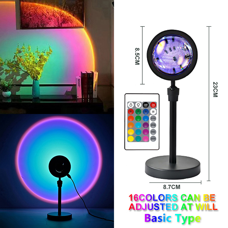 Melulo Sunset Light Lamp Rainbow Projection Lights With Remote RGB 16 ...