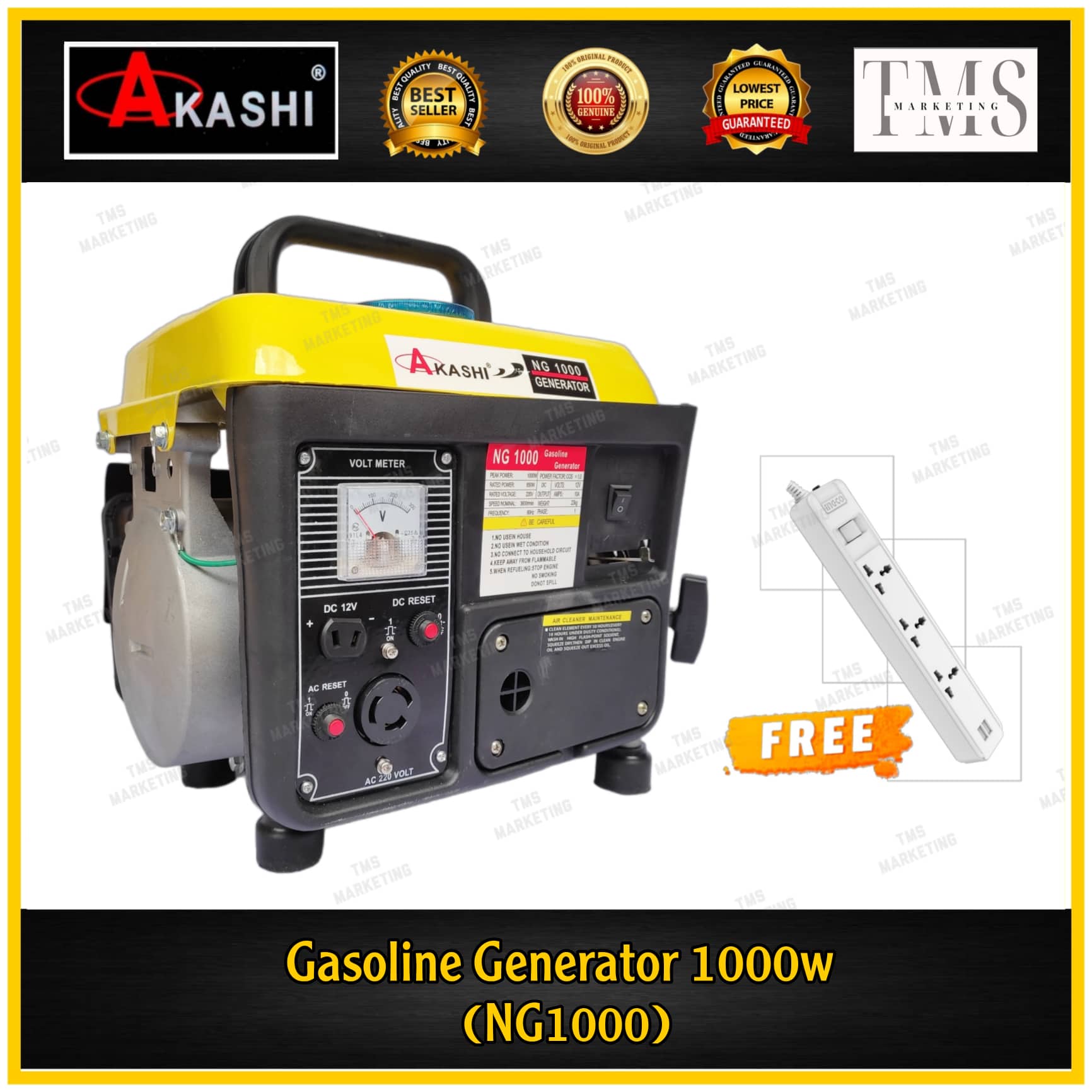 AKASHI 1000W Gasoline Generator NG1000 w/ FREE EXTENSION SOCKET | Lazada PH