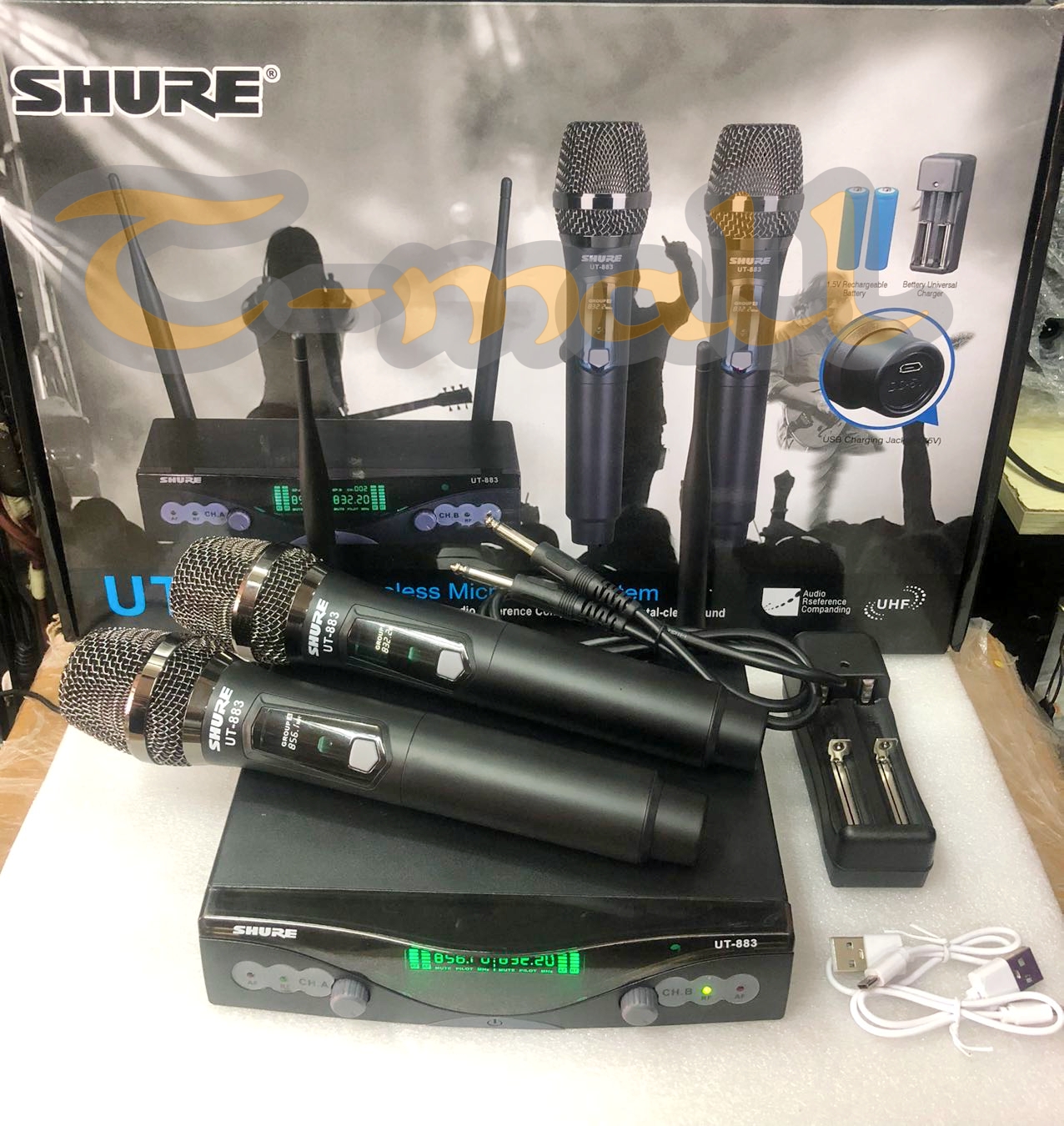 Shure UHF UT-883 wireless microphone system Dual Handheld (BLACK ...