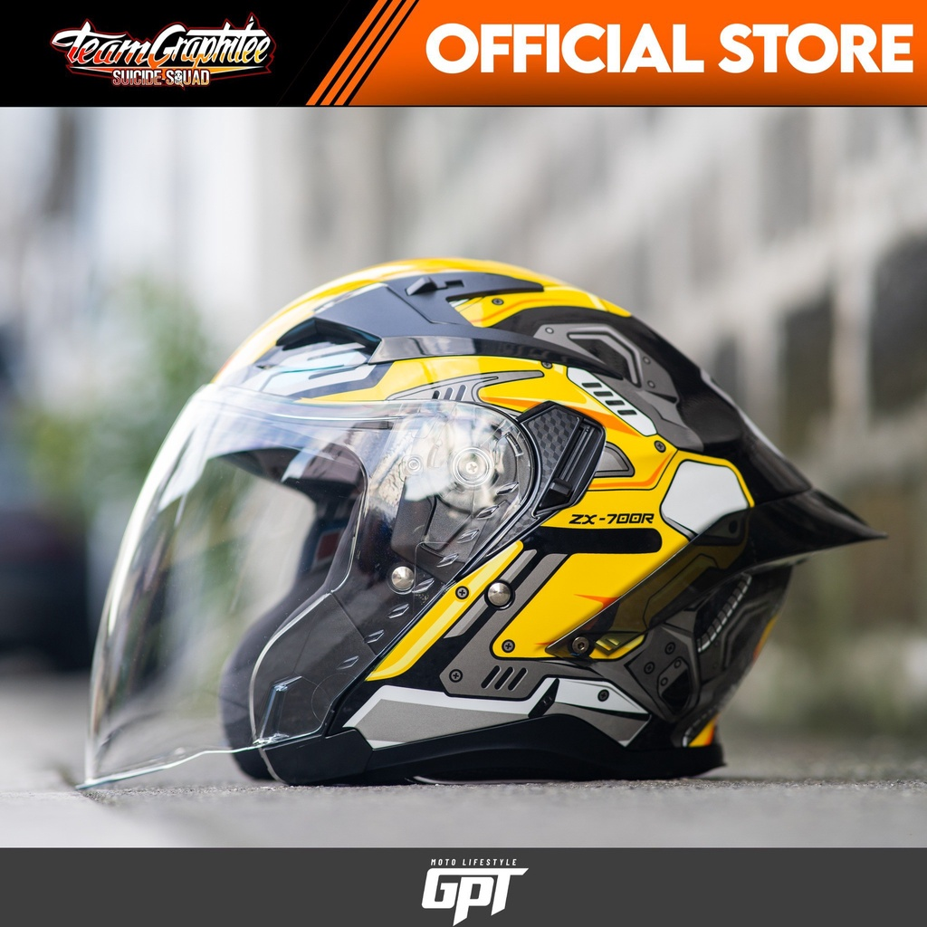 RYZEN ZX-700R CYBORG HALF FACE DUAL VISOR HELMET (CLEAR LENS ONLY ...