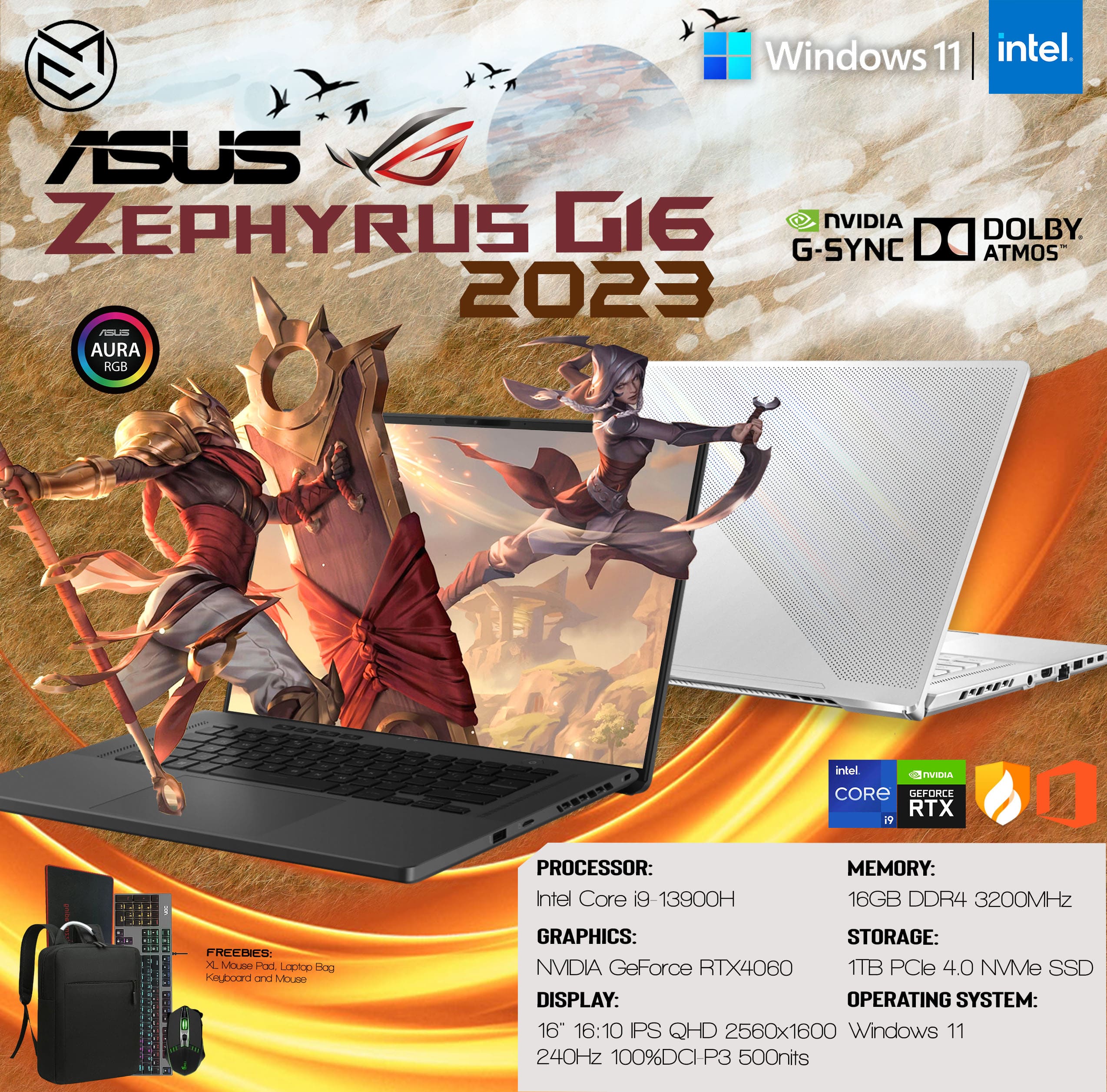 Asus ROG Zephyrus G16 2023 i9-13900H RTX4060 16" IPS 2560x1600 240Hz ...