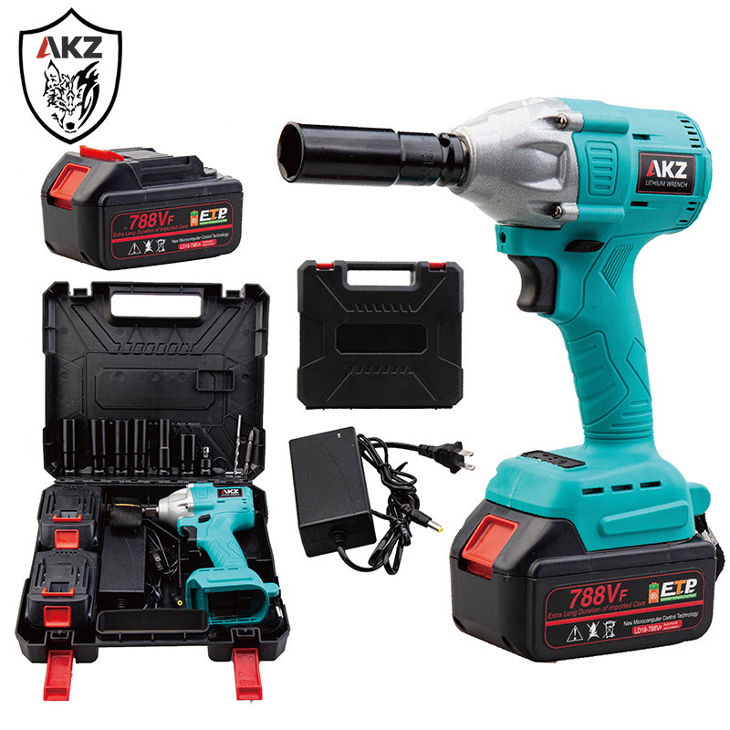AKZ 788VF Electric Wrench Cordless Electric Ratchet Driver Socket Torque Reverse Tire Repair ...