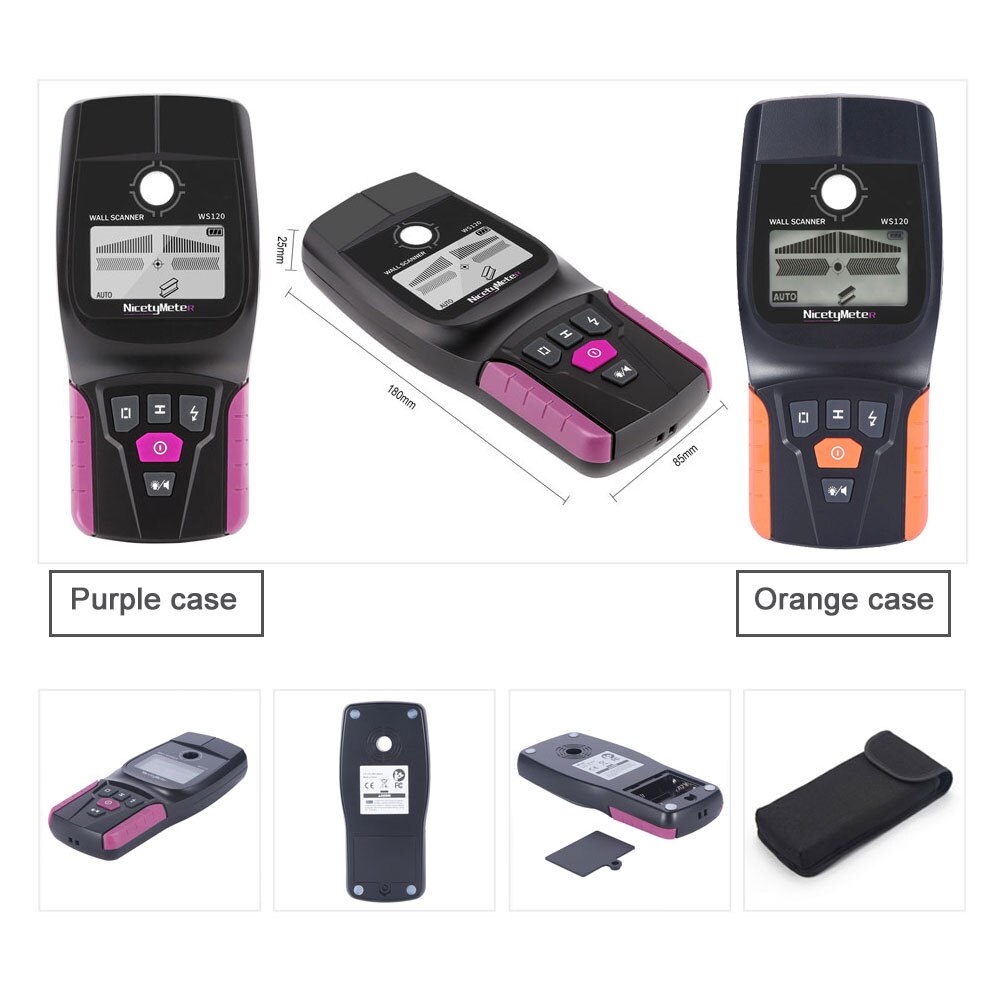 Nicetymeter WS120 Handheld Multifunction Wall Detector Metal Wood Cable ...