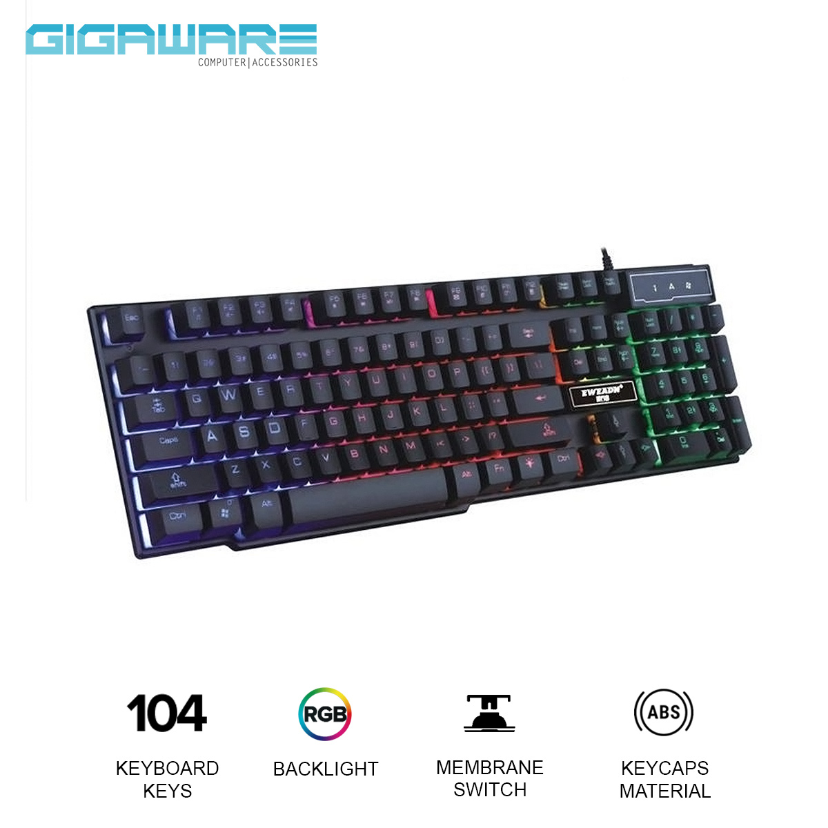 Gigaware KMX-50 Mad Warrior Suspended Keypress Membrane Gaming Keyboard ...