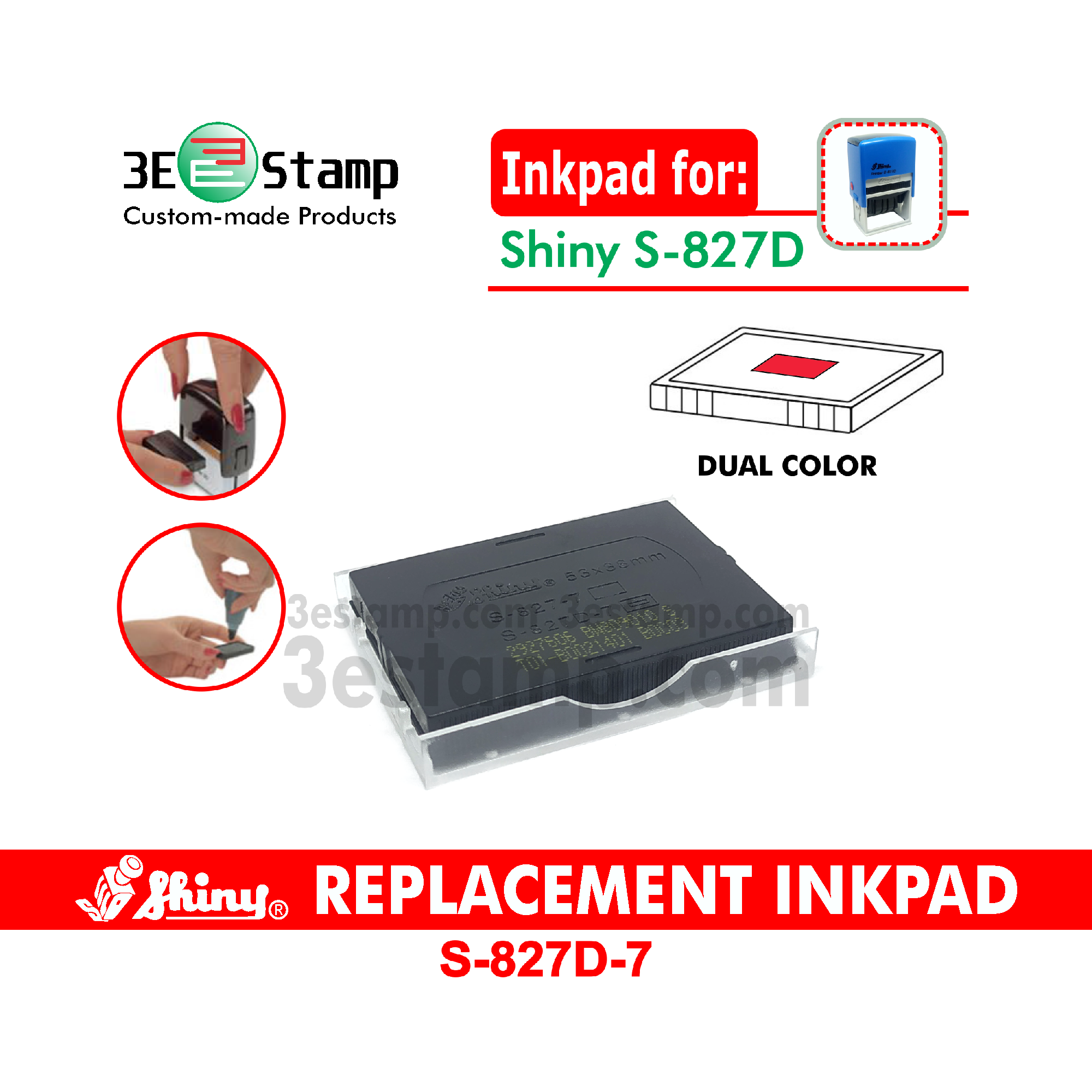 S-827D-7 Shiny Replacement Ink Pad for Shiny 827D / S827D / S-827D Self ...