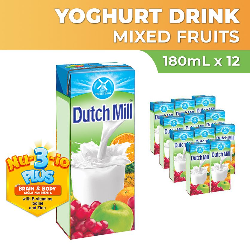 Dutch Mill Yoghurt Drink Mixed Fruit Juice 180ml x 12 | Lazada PH