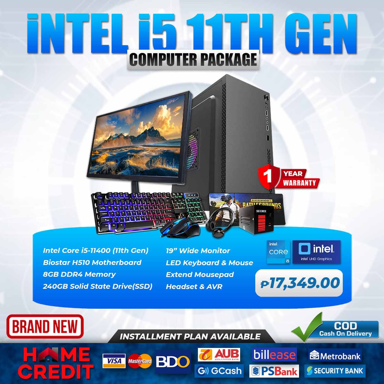 BRANDNEW Computer Set -Intel Core i5 11400 2.6ghz-8gb DDR4 256gb SSD (11th Gen) | Lazada PH
