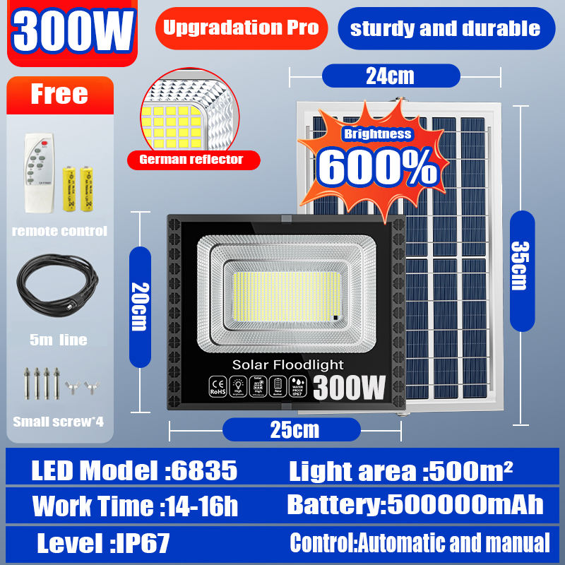【Free shipping】 Solar flood Light Outdoor LED waterproof IP67 800000mAh 600W 400W 300W 200W 150W ...