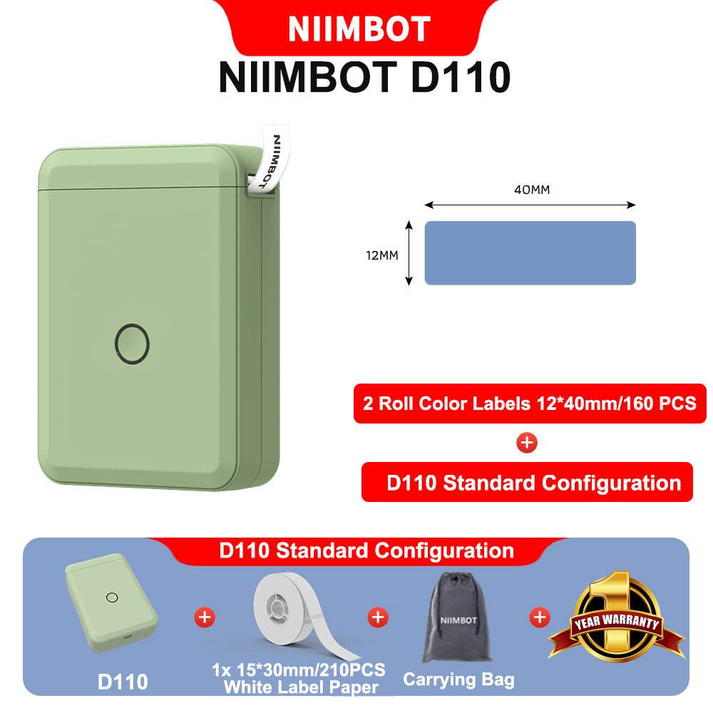 Niimbot D110 Label Printer Wireless Bluetooth Thermal Label Portable ...