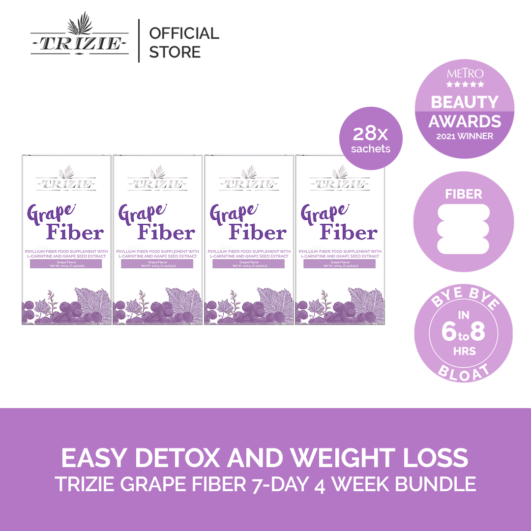 TRIZIE Grape Fiber 4 Week Bundle (20g x 7 sachets x 4) [Detox Fiber ...