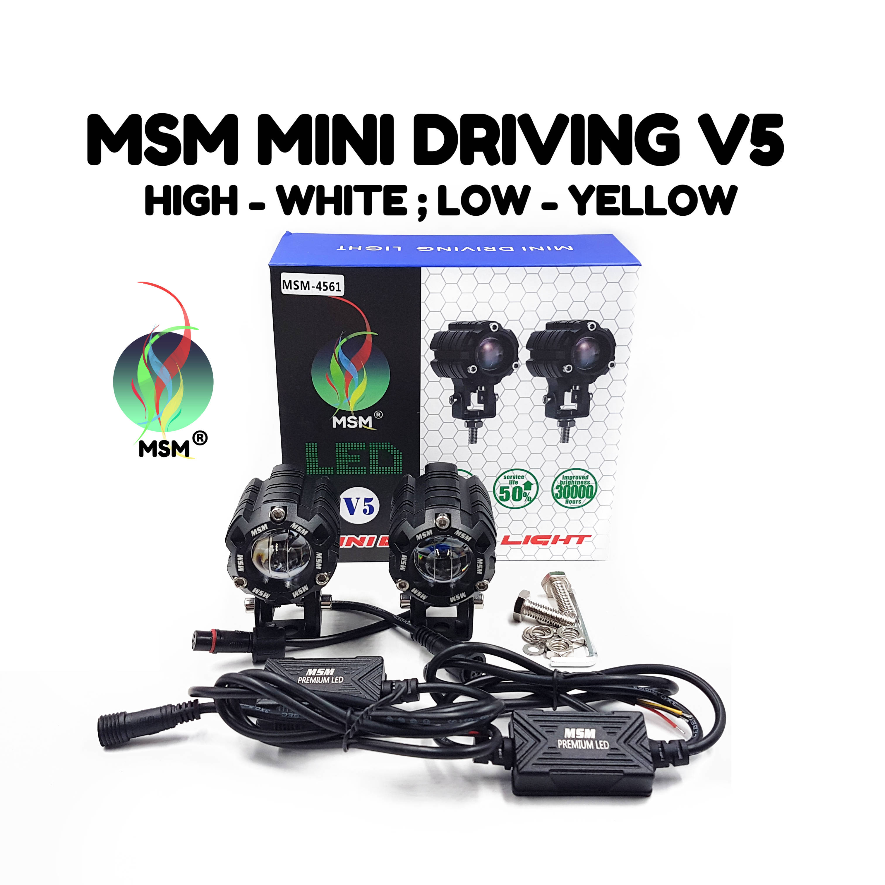 MSM Mini Driving Light V5 Dual Color High- white Low- Yellow | Lazada PH
