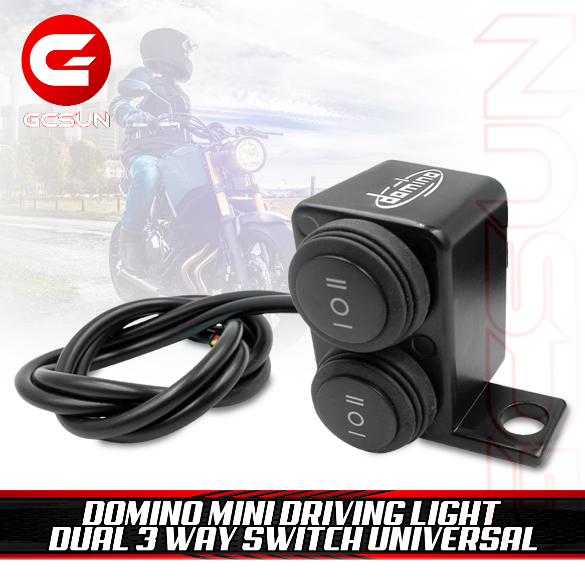 DOMINO MINI DRIVING LIGHT DUAL 3 WAY STRAIGHT SWITCH UNIVERSAL-GCSUN ...