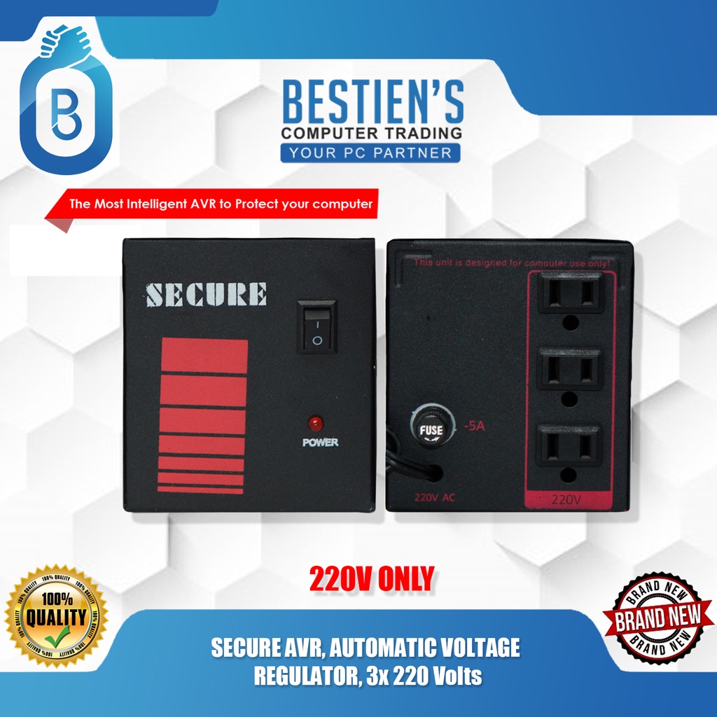 AVR (AUTOMATIC VOLTAGE REGULATOR) SECURE BRAND 3x 220 Volts 500W ...