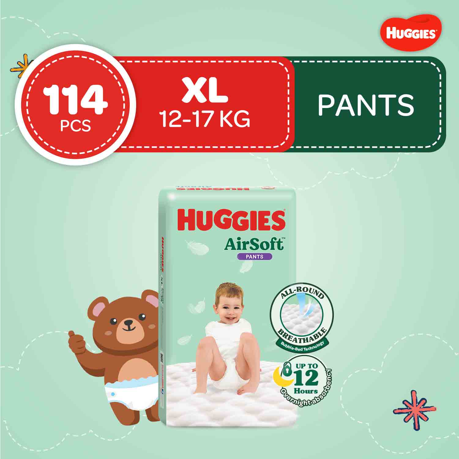Huggies AirSoft Pants XL- 38 pcs x 3 packs (114 pcs) | Lazada PH
