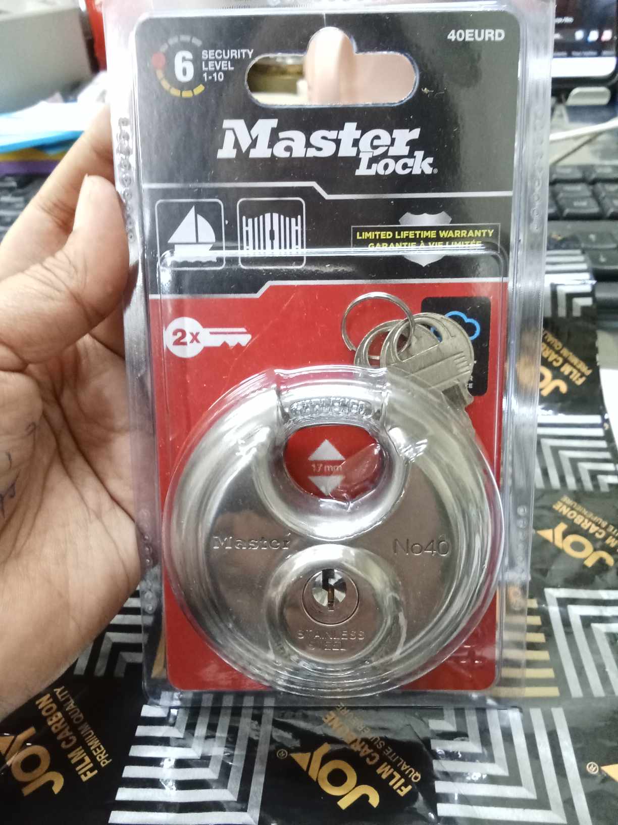MASTER DISCUS PADLOCK STAINLESS STEEL WITH SHROUDED SHACKLE 70MM WIDE ...