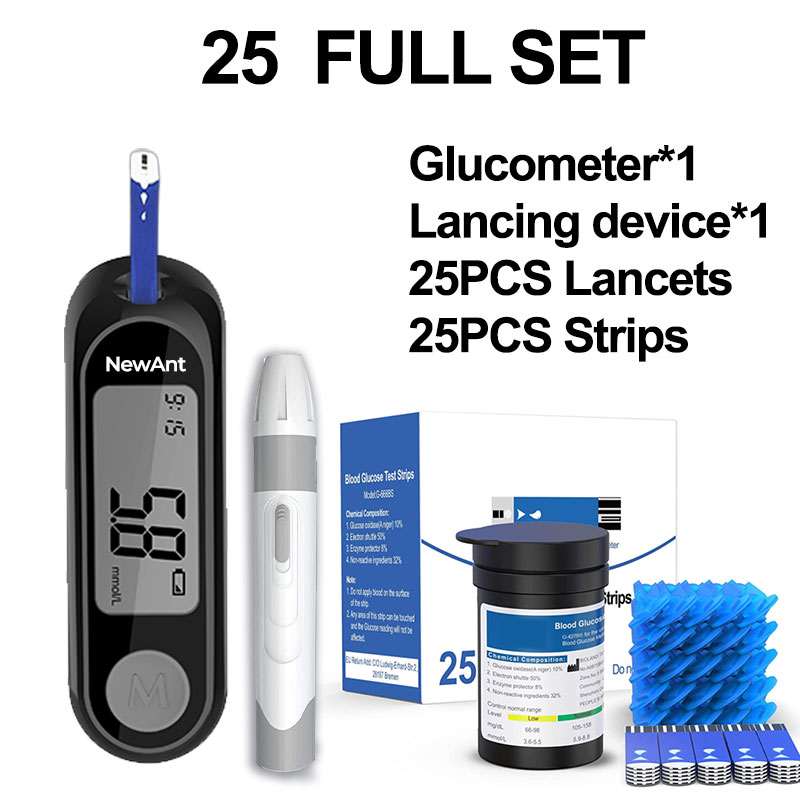 NewAnt Original Blood Glucose Meter with 25/50pcs Test Strips & Lancets ...