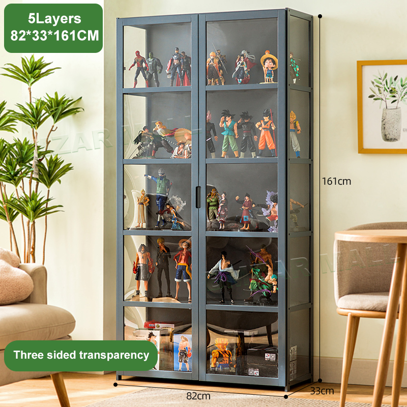 Bamboo Display Cabinet 1/2Doors Acrylic Door Transparent Dustproof ...