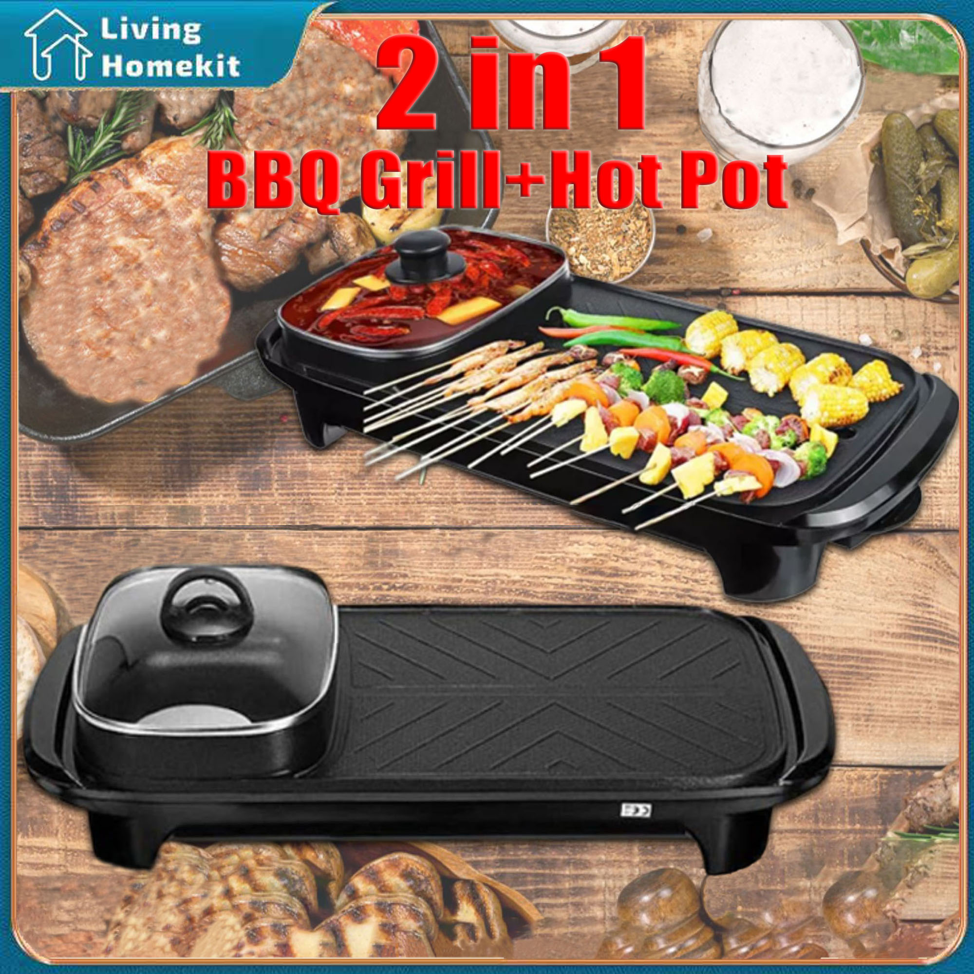 2 in 1 Korean Samgyupsal Electric BBQ Grill And HotPot Korean ...