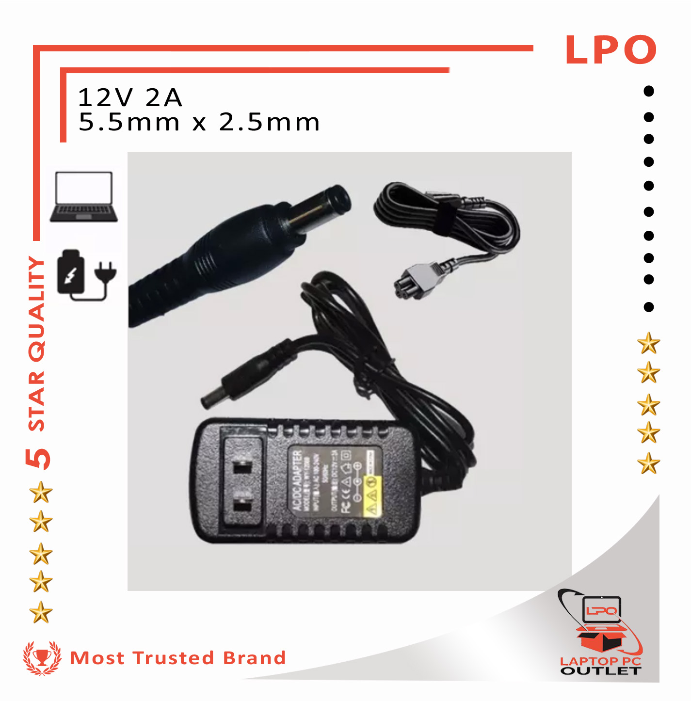 [LPO] LPO Brand CCTV AC Power Adapter 12V 2A 5.5mm x 2.5mm Common Pin | Lazada PH