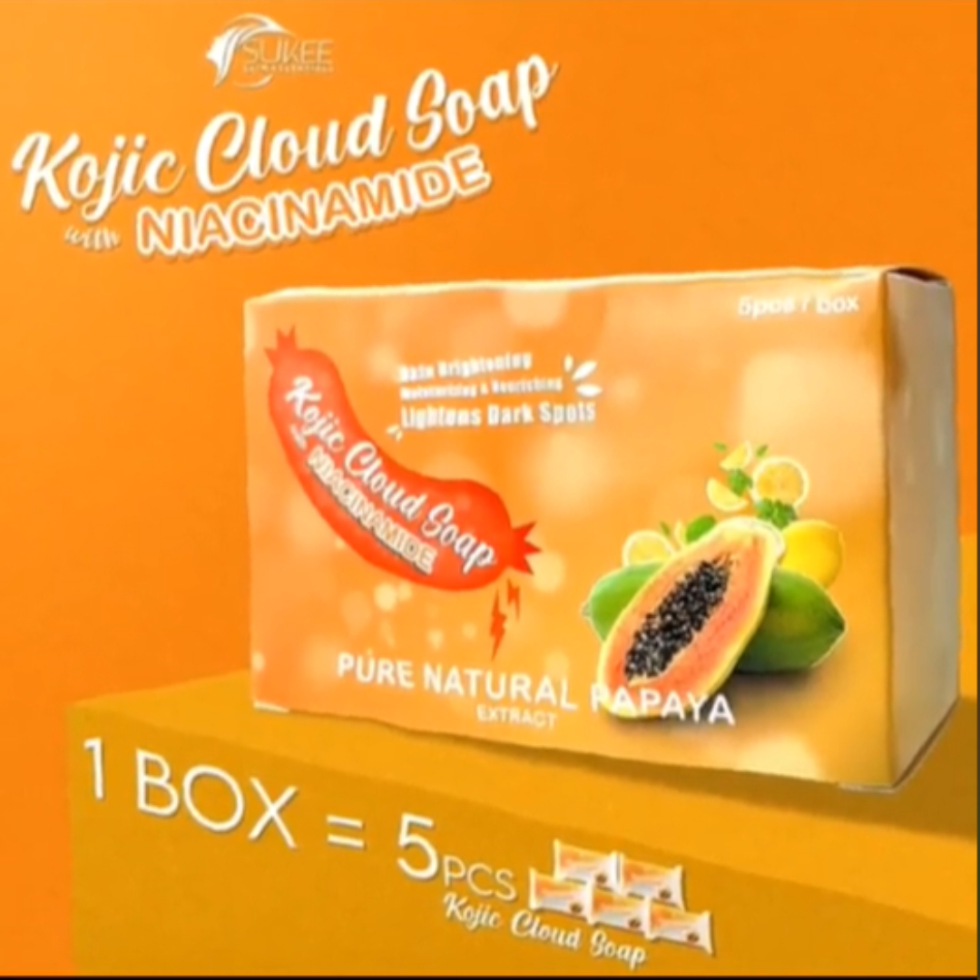5PCS (1-BOX) SUKEE SKIN ESSENTIALS KOJIC CLOUD SOAP WITH NIACINAMIDE ...
