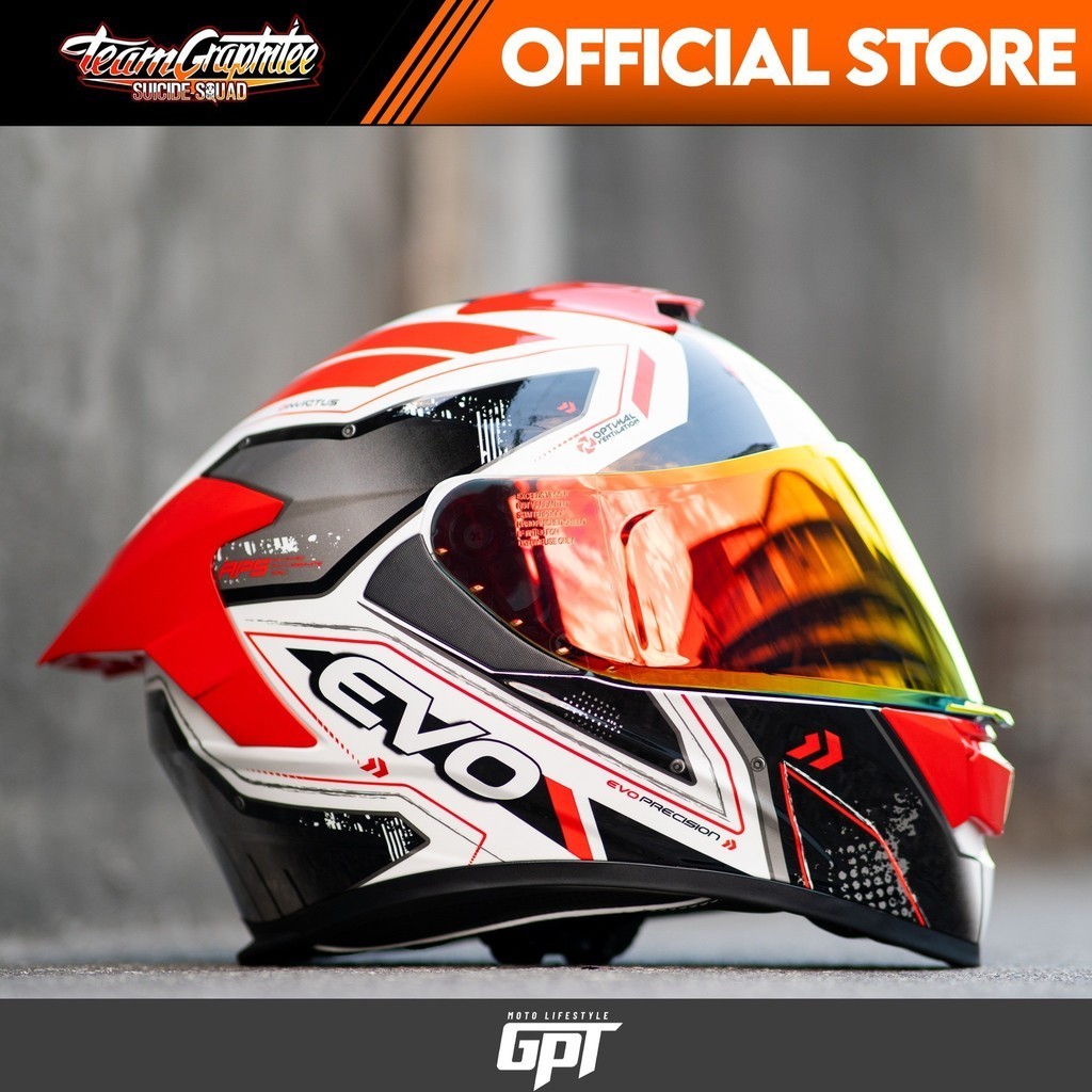 EVO GT-PRO INVICTUS RED (RED REVO LENS) FULL FACE DUAL VISOR WITH FREE ...