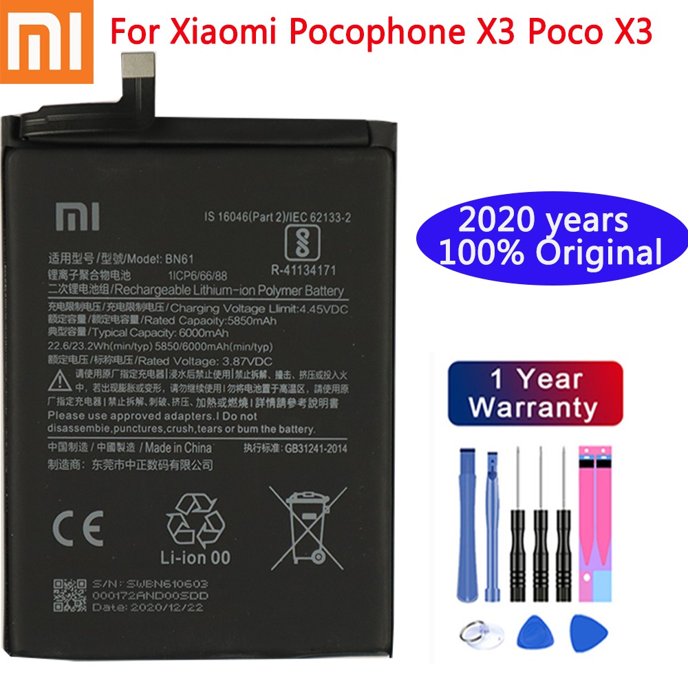 BN61 2020 years Xiao Mi Phone Battery 6000mAh For Xiaomi Pocophone X3 ...