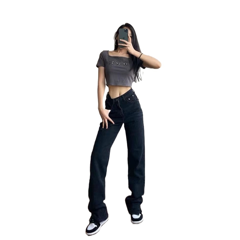 GK style Boyfriend Jeans Loose High waist Straight Wide leg ps TikTok ...