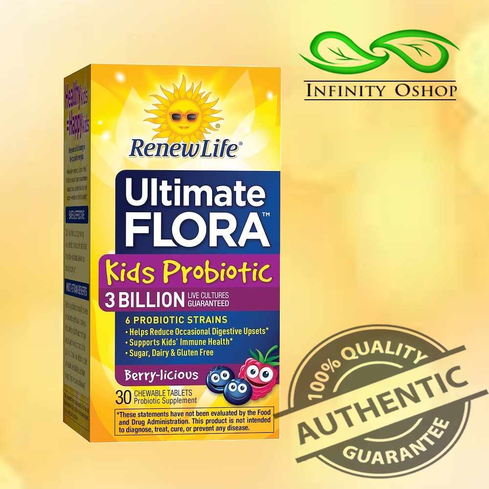 Renew Life Ultimate Flora Kids Probiotic, 3 Billion Live Cultures 30 ...