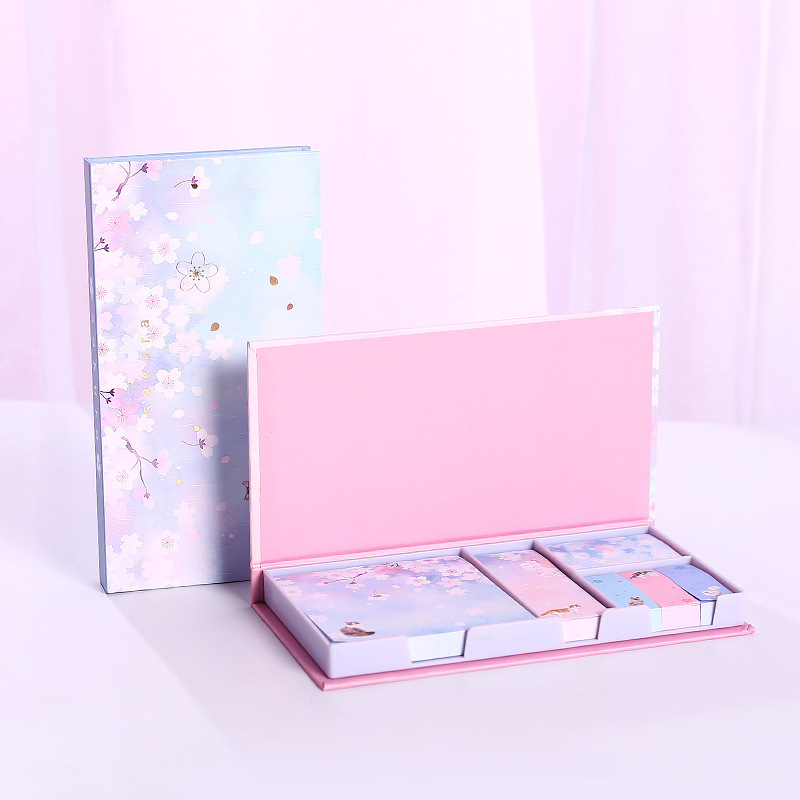 Simple cherry blossom Korea Post-it notes boxed gilded tearable note ...