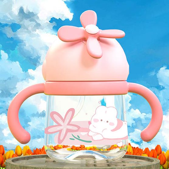 Tritan Pinwheel Sippy Cup for Kids, No Spill Windmill Toddlers Straw ...