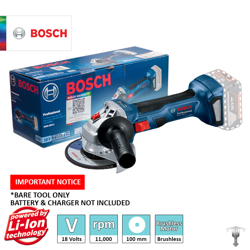 Bosch GWS 180-Li Professional 18 V Cordless Brushless Angle Grinder 4 ...