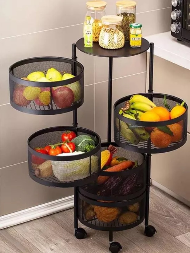 Kitchen Vegetable Basket Rotating Organizer Kitchen Shelf Circular ...