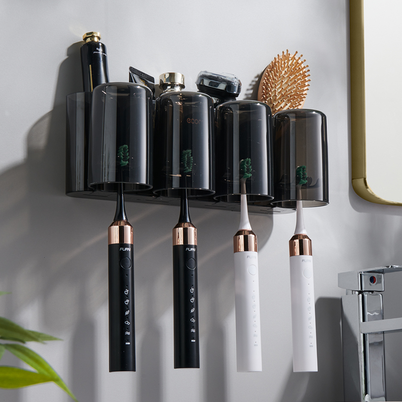 Ecoco Toothbrush Holder Organizer Set Wall-mounted Squeeze Toothpaste ...