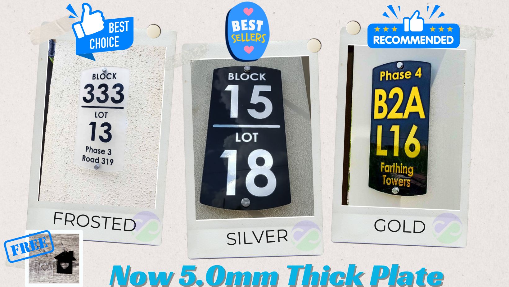 Personalized Metallic Silver House Address House Number 5.0mm Thick ...