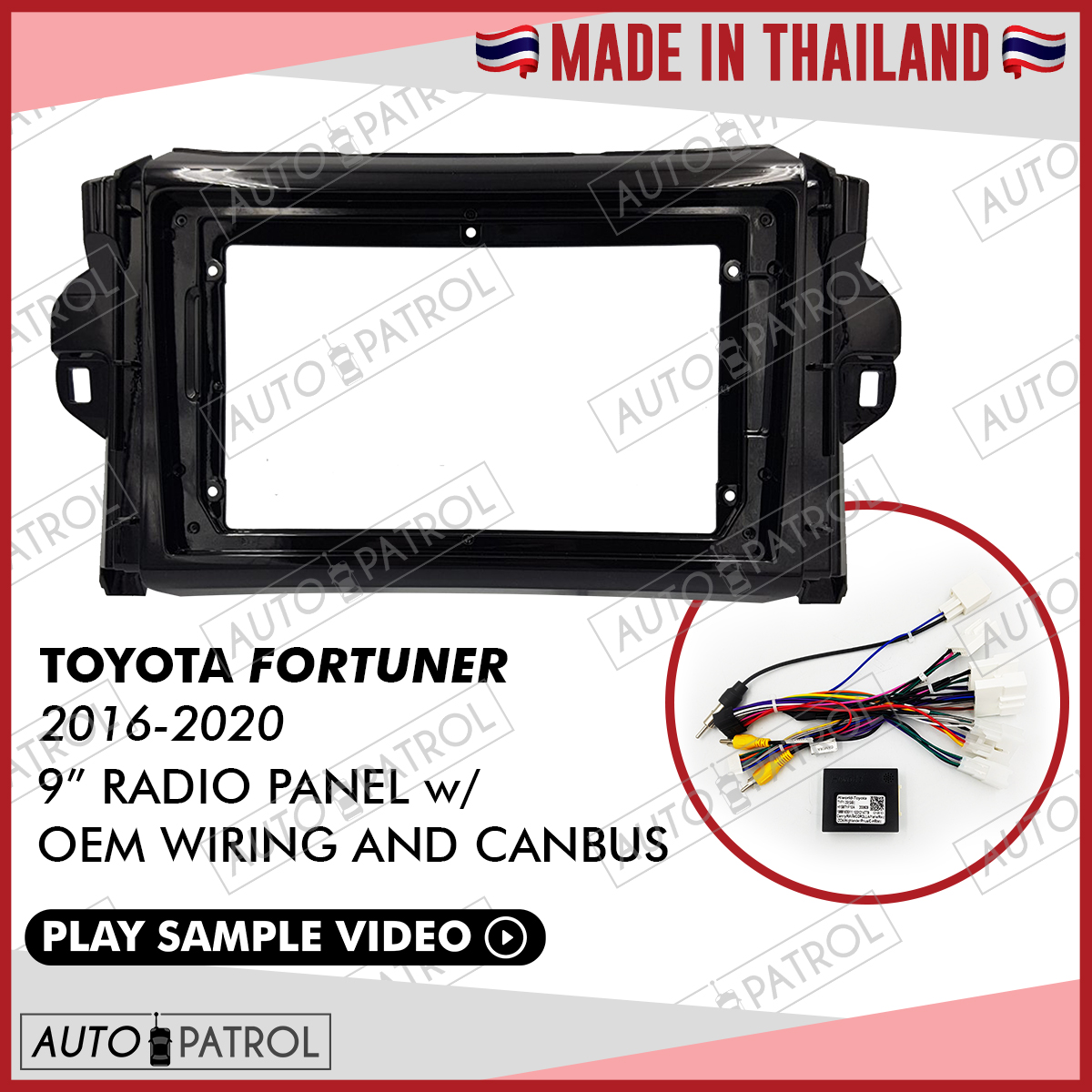 Toyota Fortuner 2016-2020 9" Car Radio Panel Frame w/ Wiring Harness ...