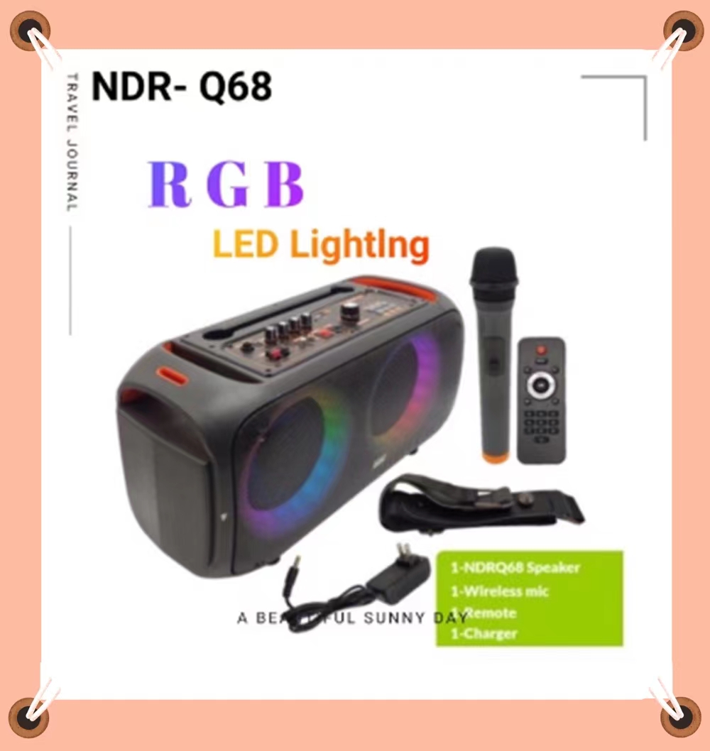 NDR-Q68 Professional Battery System Portable 6.5X2 inches Bluetooth Speaker with wireless mic ...