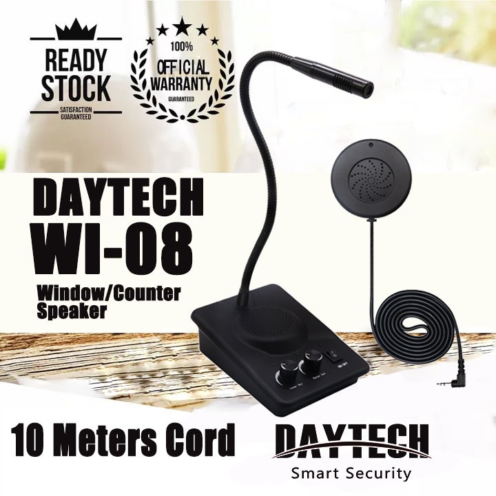 DAYTECH Window Speaker System 10 Meters Cord Window Intercom System Anti-Interference Dual Way ...