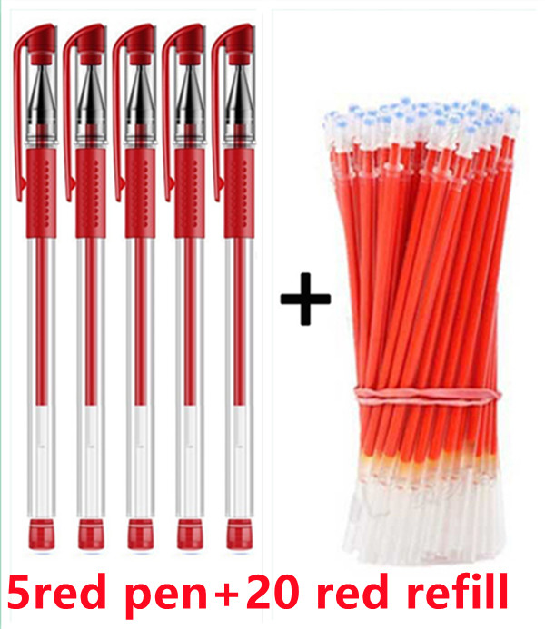 5pen +20 refill ballpen set Ball pen Gel pen black blue red 0.5 mm sign ...