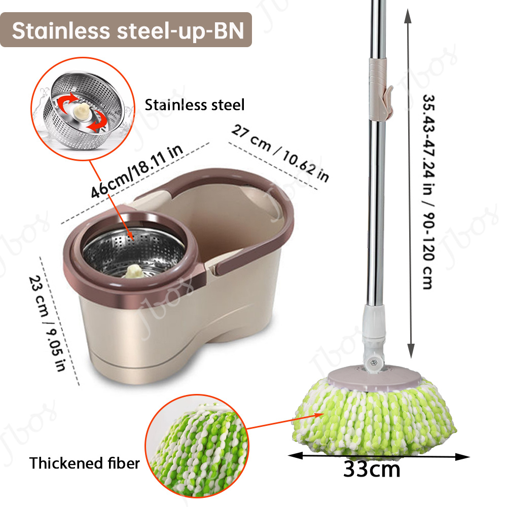 JbosHome Mop with Spinner and Bucket 360° Rotating Map Cleaning with ...