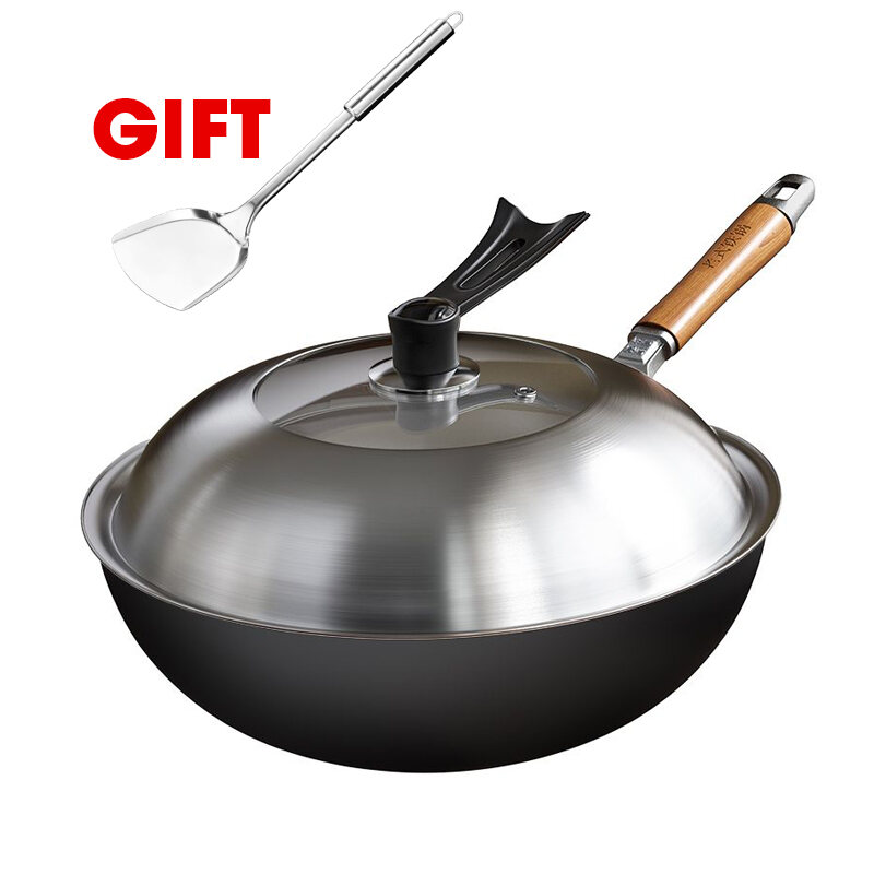 iriver Latest TG Nitrided Iron Wok Pan Kawali Wok Non Stick Black Heavy ...