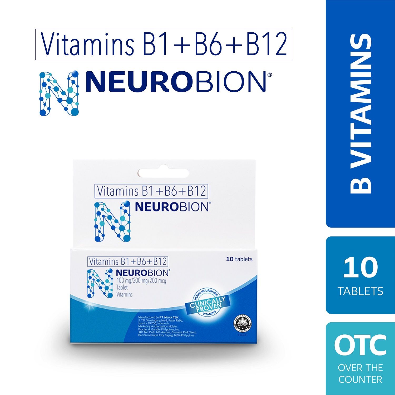 NEUROBION Vit B1 Vit B6 Vit B12 100mg/200mg/200mg Tablets x 10 Tablets ...