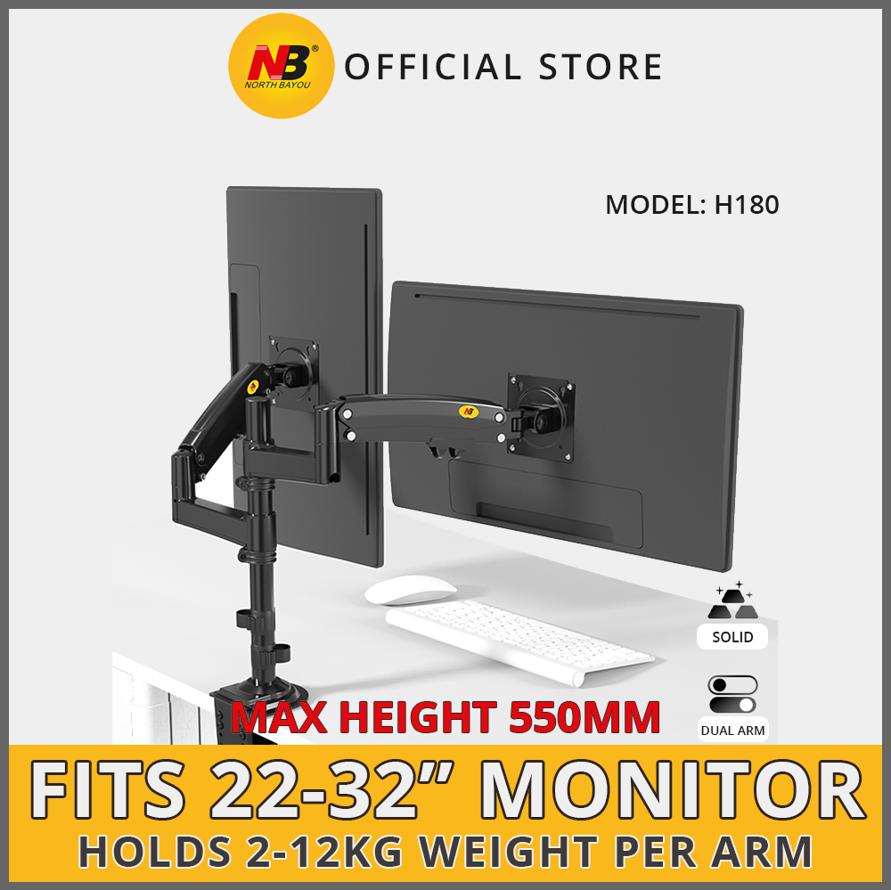 NB North Bayou Dual Monitor Arm Mount Stand Pole H180 [H Series] Fits ...