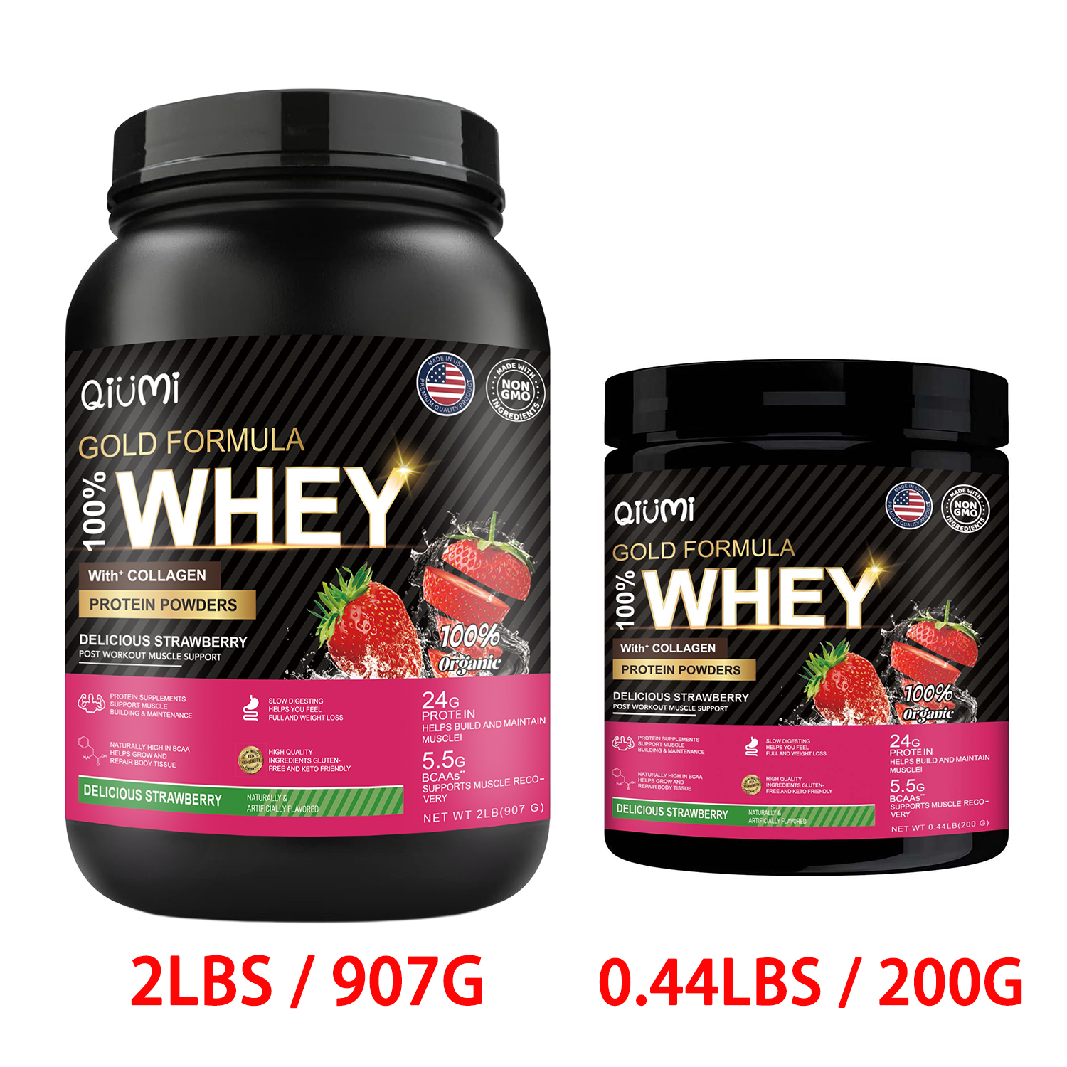 QIUMI 100% Whey Protein Powder Gold Standard Muscle Builder Supplement ...
