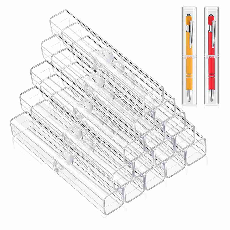 20 Pieces Plastic Clear Acrylic Pen Case, Gift Empty Pencil Boxes ...
