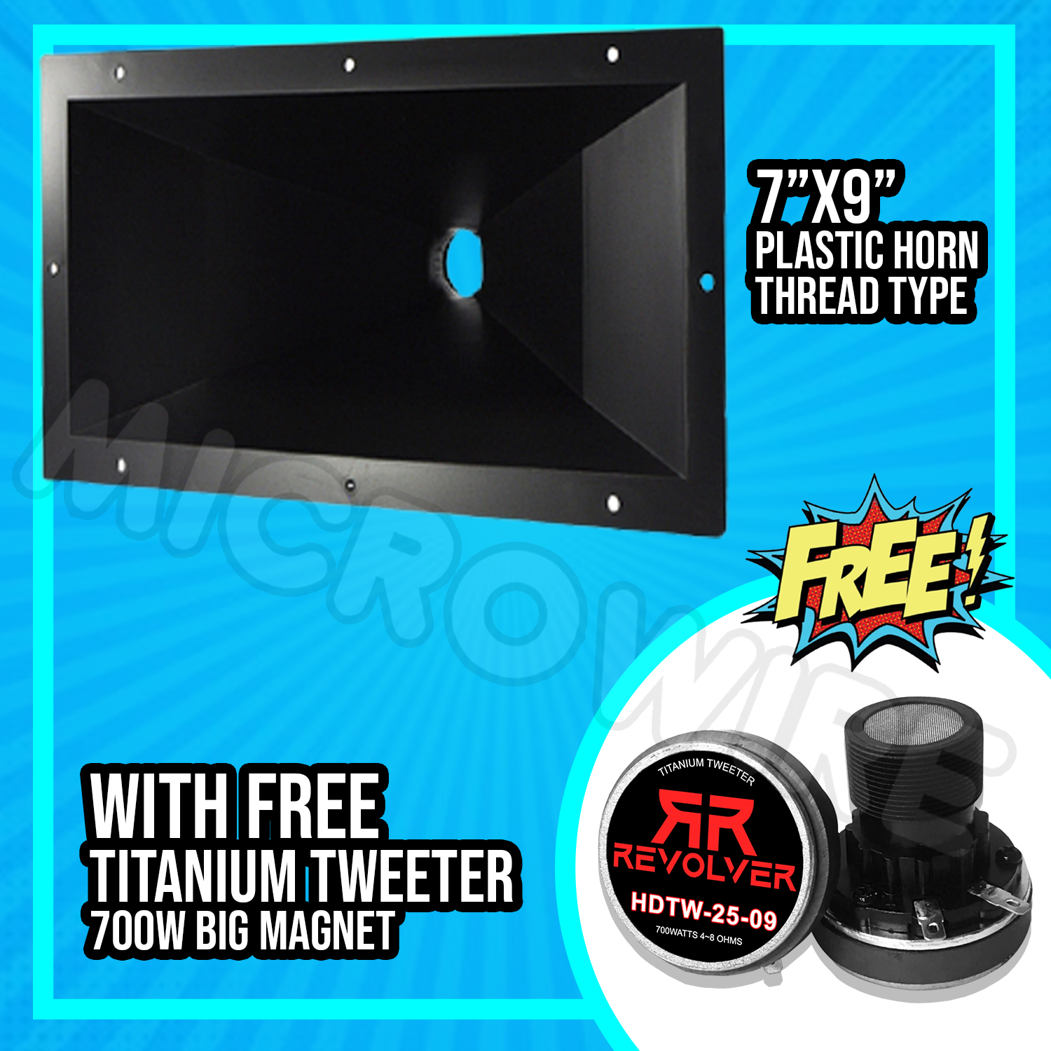 Horn Plastic 7" X 9" Thread Type With FREE Universal Titanium Tweeter ...